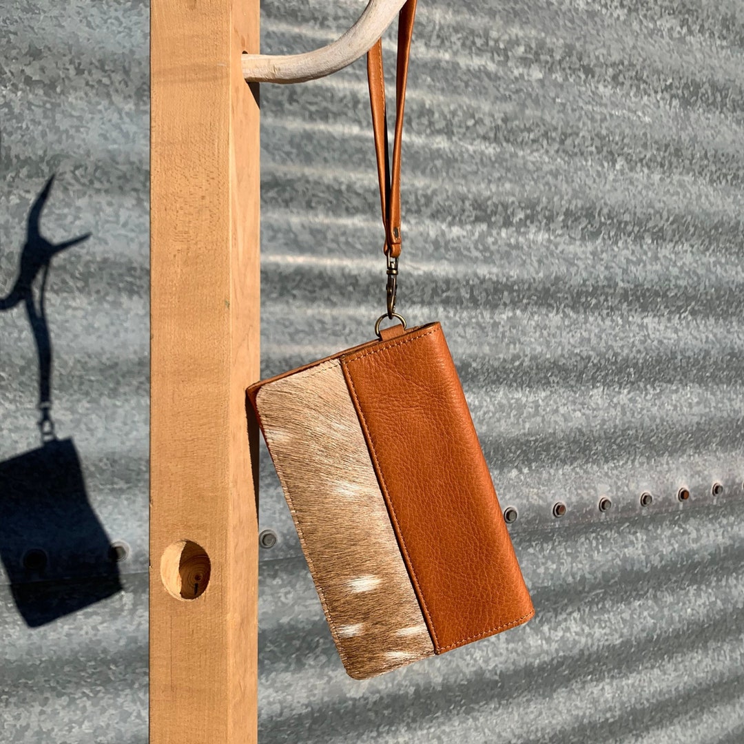 NEW! Axis Deer Hide and Leather Belt Bag/wristlet - Etsy