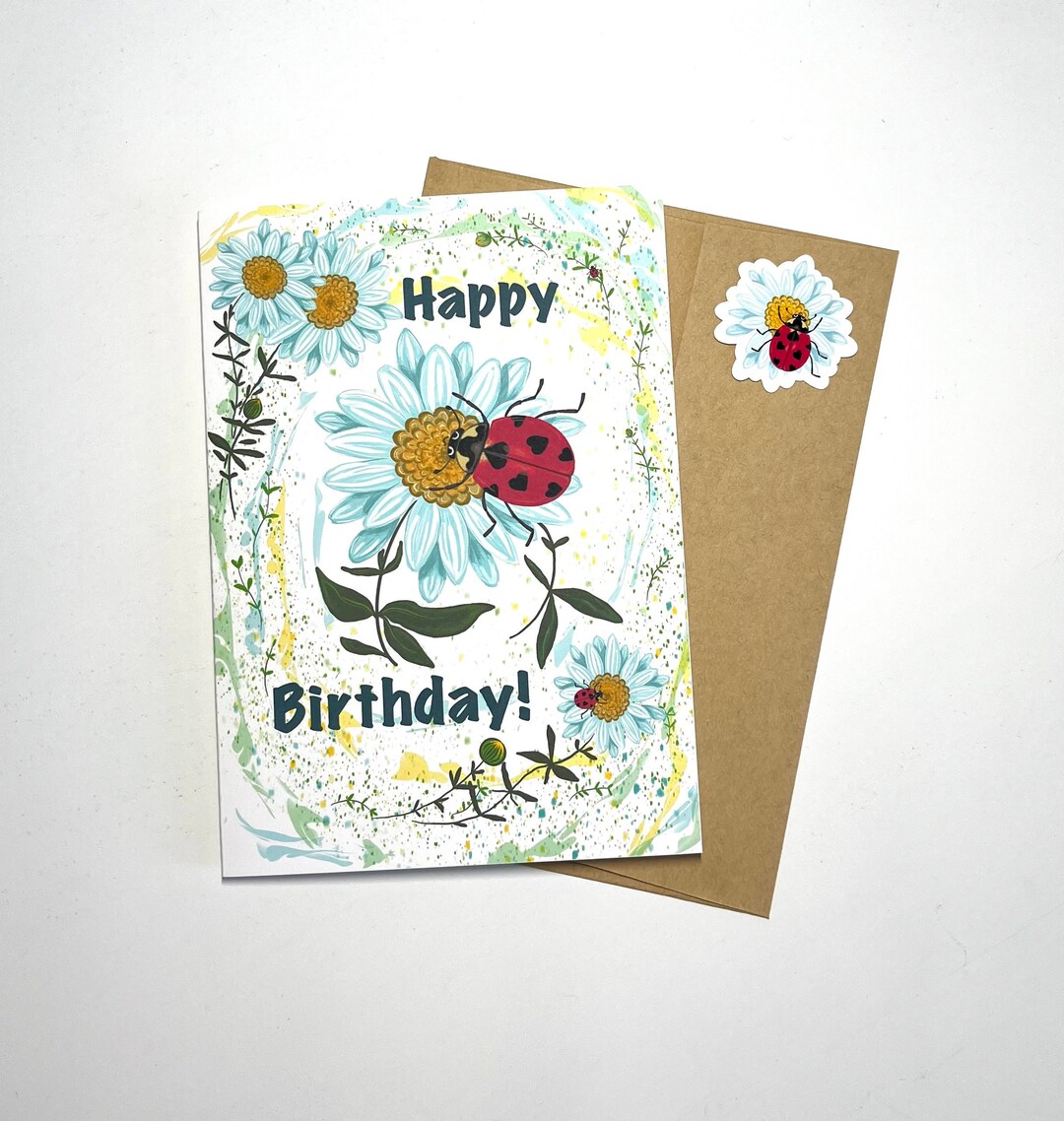 Ladybug Birthday Greeting Card, Happy, Fun and Bright, Special Card for ...