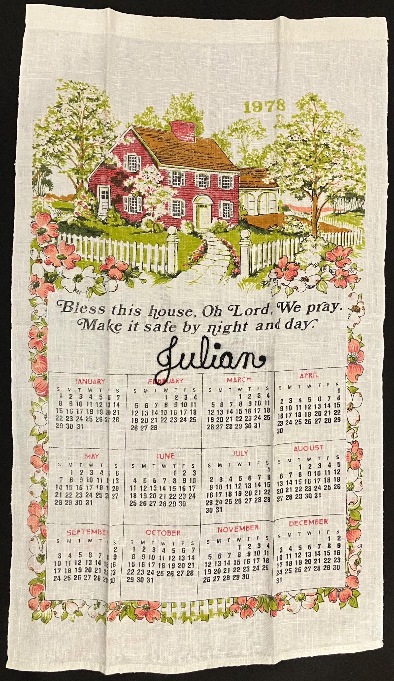 Vintage 1978 Calendar Towel - Etsy