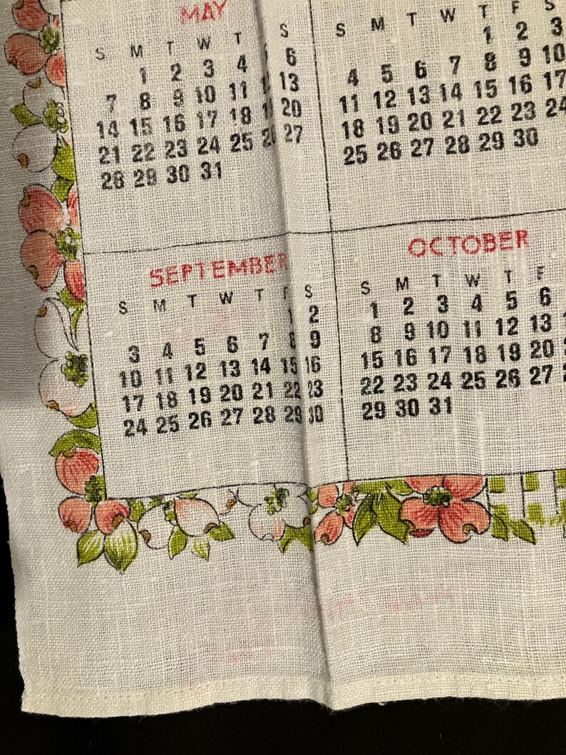 Vintage 1978 Calendar Towel - Etsy