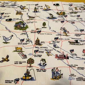 Vintage Souvenir Iowa Map Tablecloth - Etsy