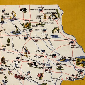Vintage Souvenir Iowa Map Tablecloth - Etsy