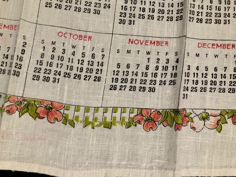 Vintage 1978 Calendar Towel - Etsy