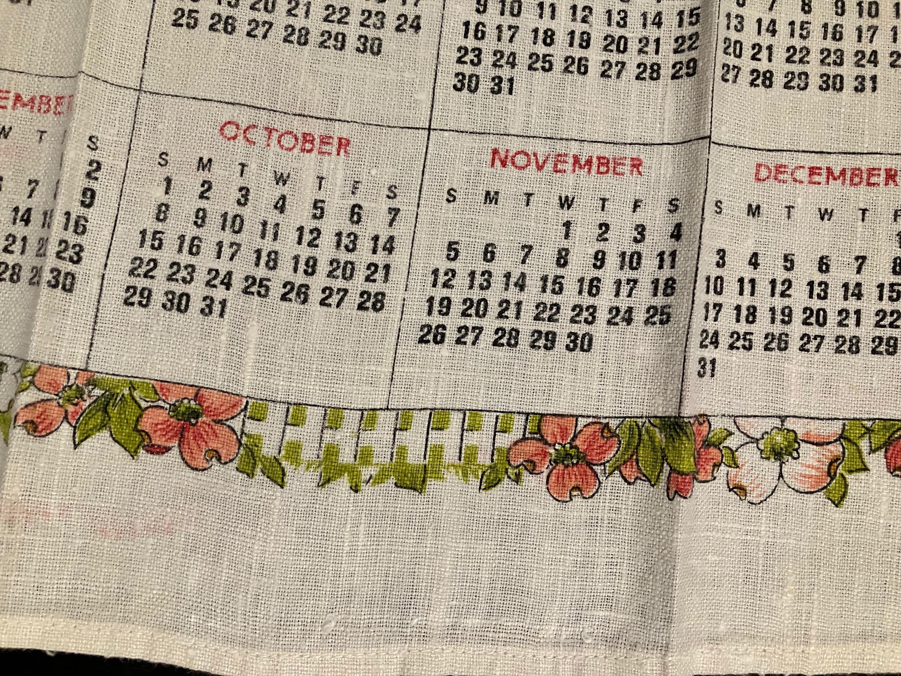Vintage 1978 Calendar Towel - Etsy