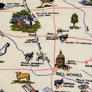 Vintage Souvenir Iowa Map Tablecloth - Etsy