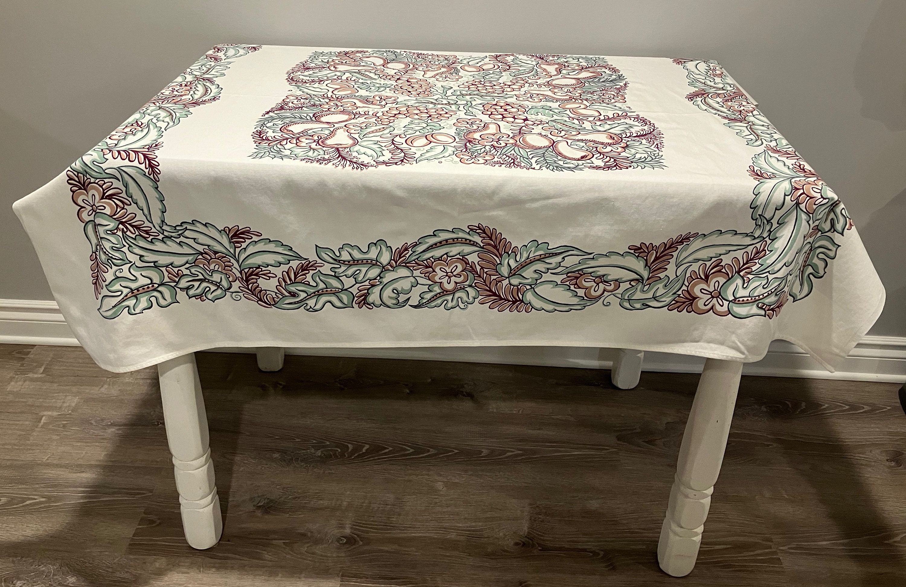 Vintage Fruit and Floral Tablecloth - Etsy