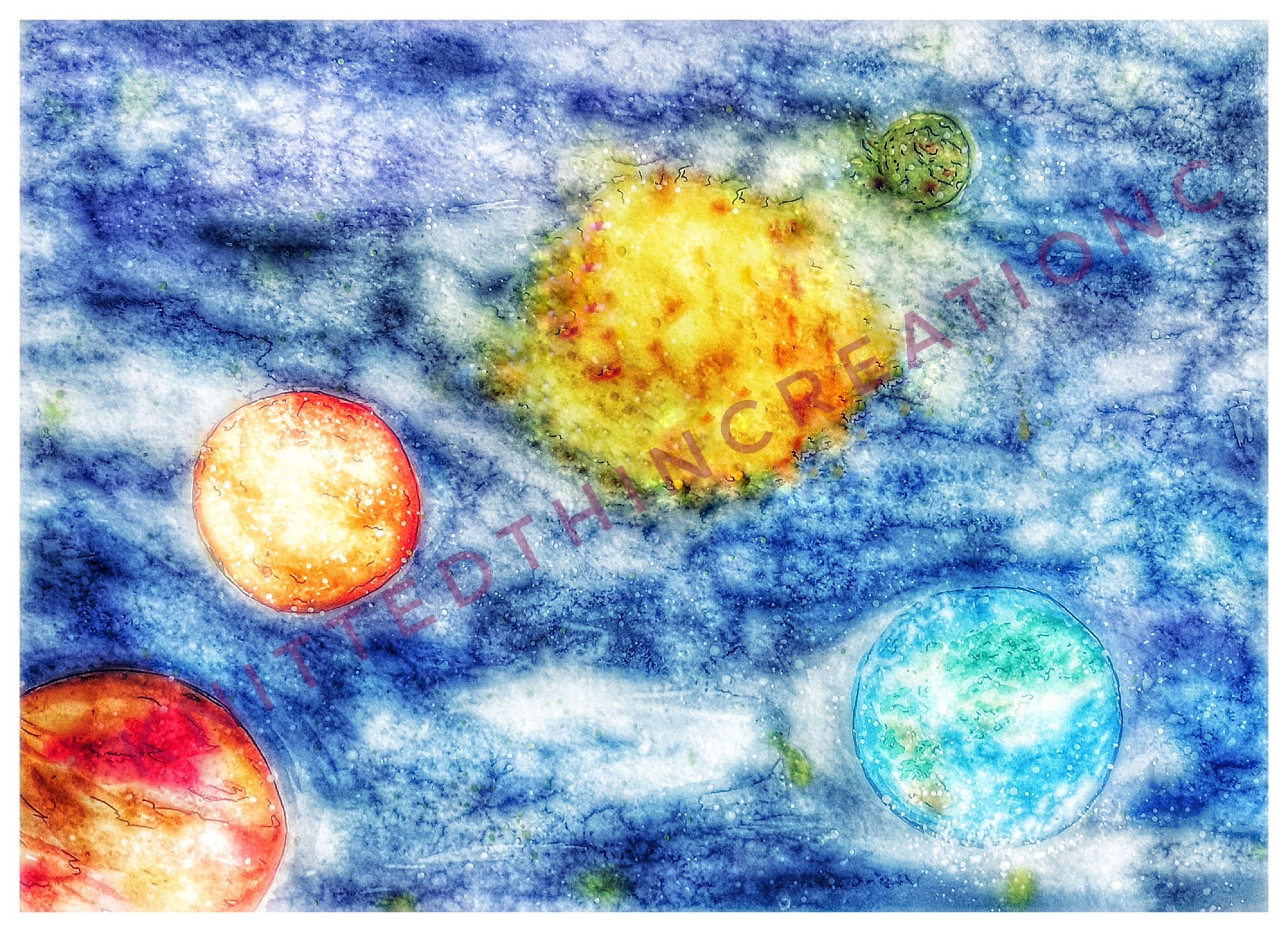 Printable Postcard Watercolor Solar System Planets Boy's - Etsy