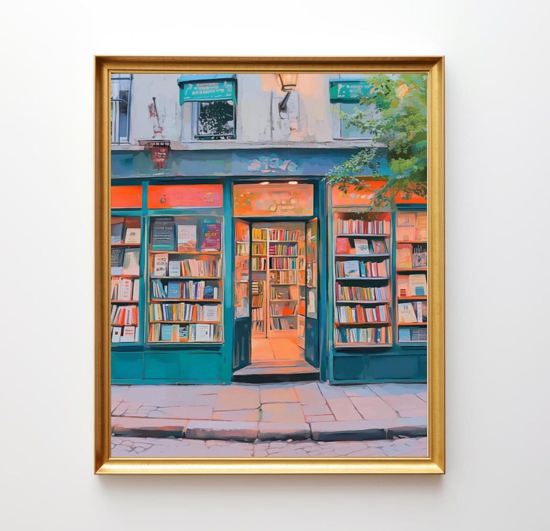 Bookstore Art Portrait, Downloadable Wall Art, Bookshop Print, Book ...