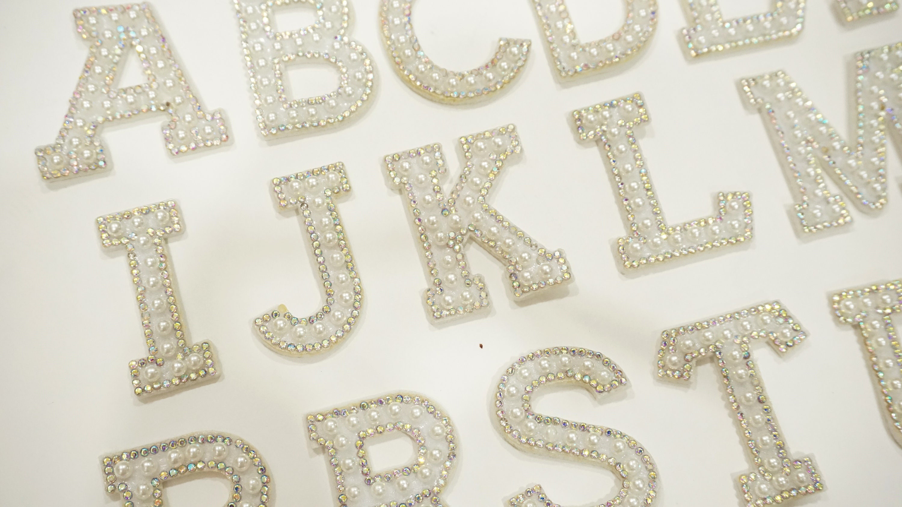 White Pearl and Rhinestone Letter Patches Alphabet Appliques - Etsy