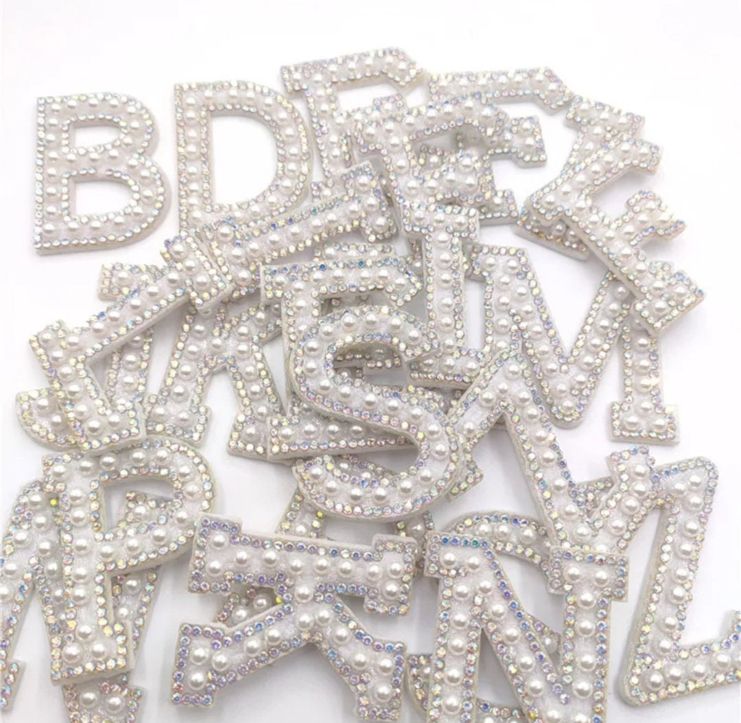 White Pearl and Rhinestone Letter Patches Alphabet Appliques - Etsy