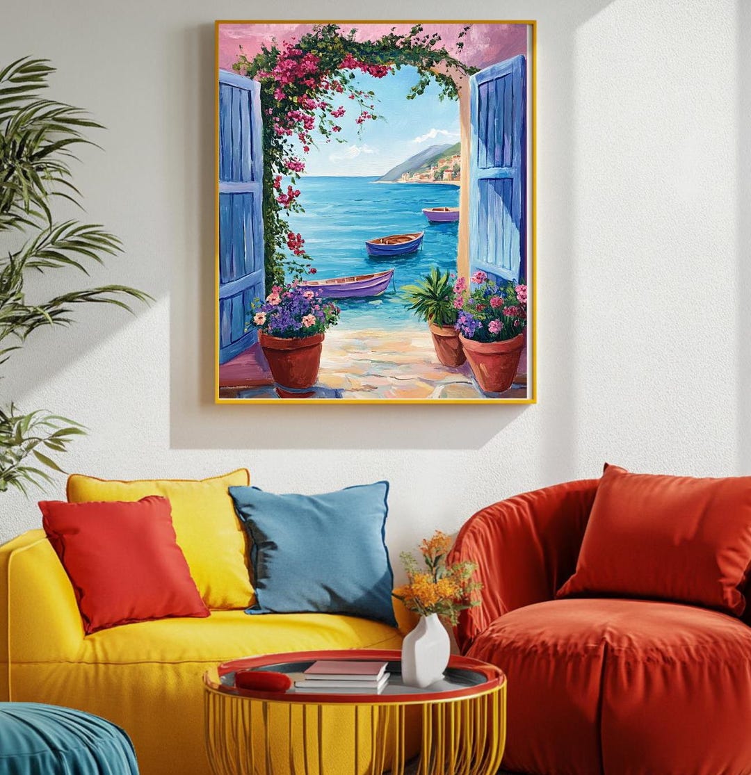 Seaside Art Prints, Downloadable Seaside Artwork, Impressionist Greece ...