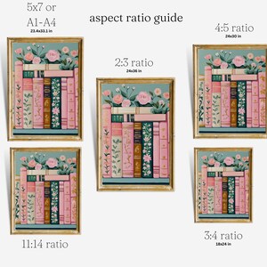 Pastel Book Art Portrait, Downloadable Wall Art, Bookshelf Wall Print ...