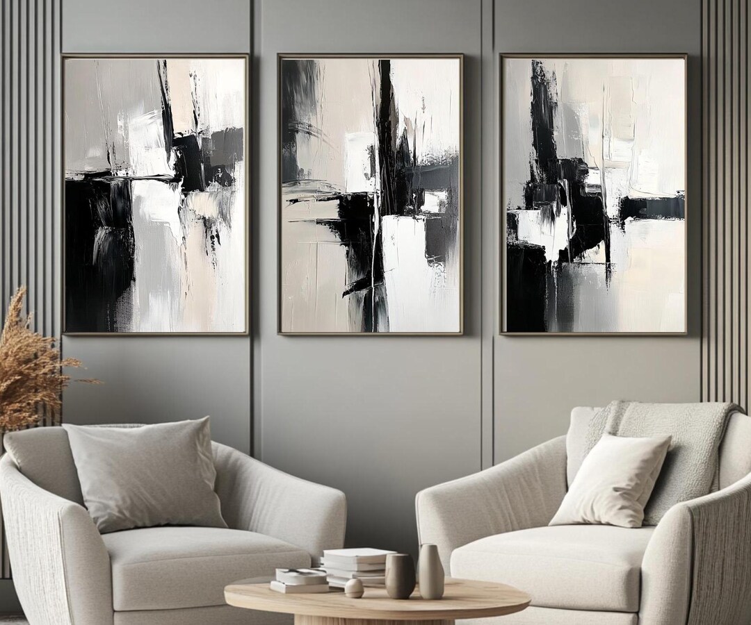 Modern Neutral Abstract Gallery Wall Art, Set of 3 Downloadable Prints ...