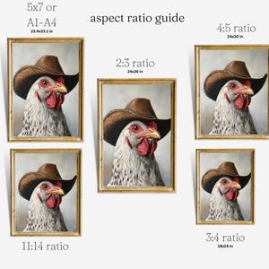 Printable Oil Portrait Painting of Silly Cowboy Chicken, Western ...