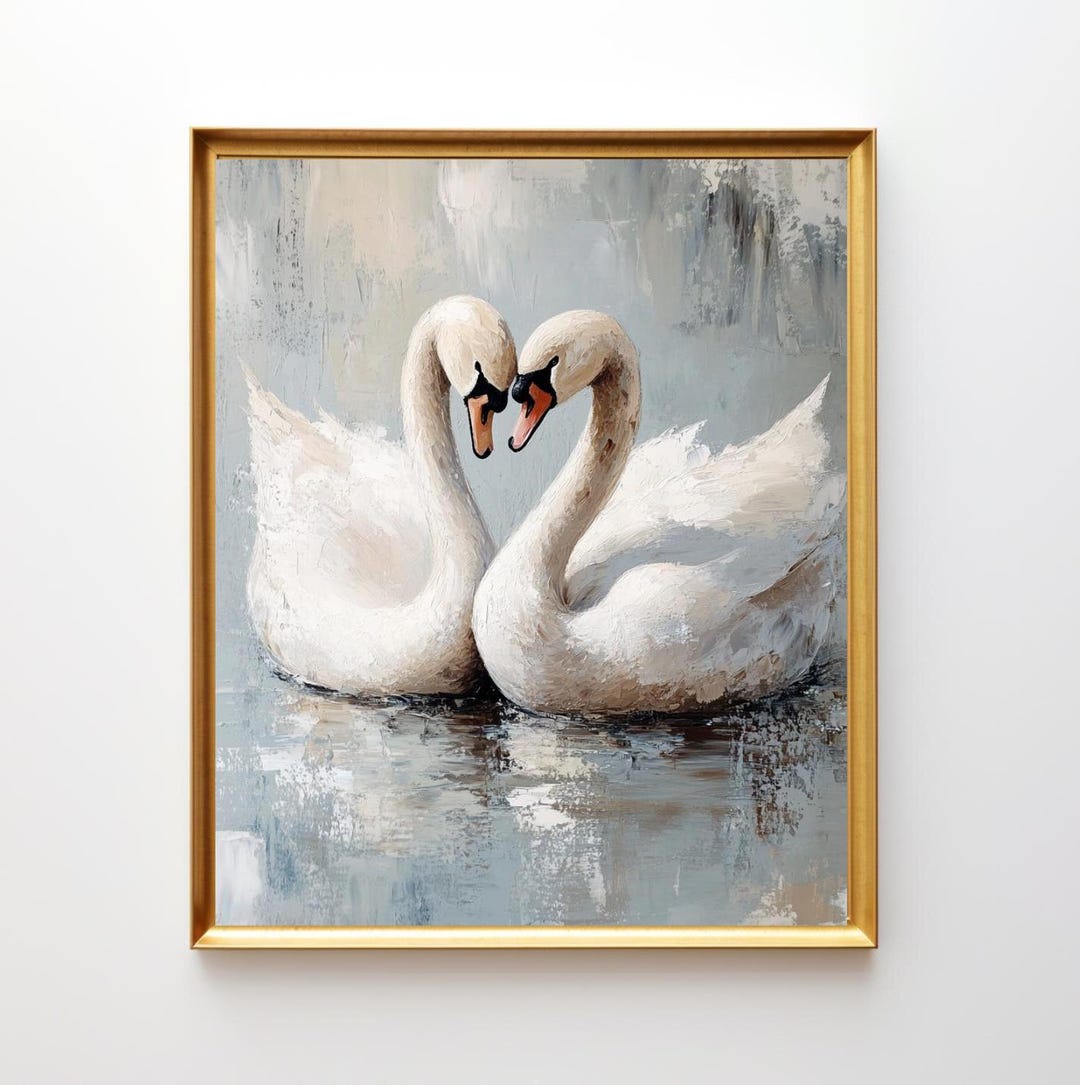 Swan Digital Artwork | Beautiful Vintage Style, Swan Oil Painting ...