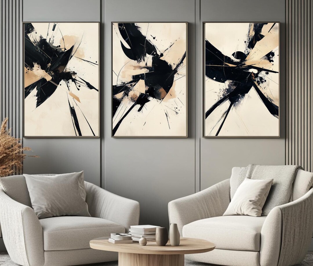 Modern Neutral Abstract Gallery Wall Art, Set of 3 Downloadable Prints ...