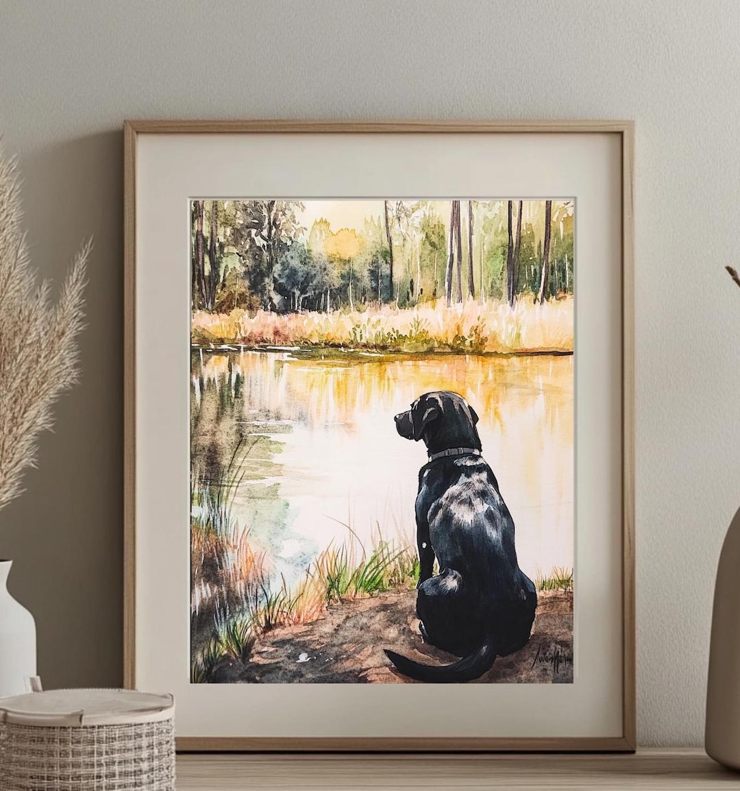 Watercolor Black Lab Downloadable Print, Black Lab Picture, Watercolor ...