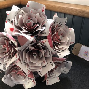 Playing Card Rose Wedding Bouquet, Handheld Bouquet Playing Card Themed ...