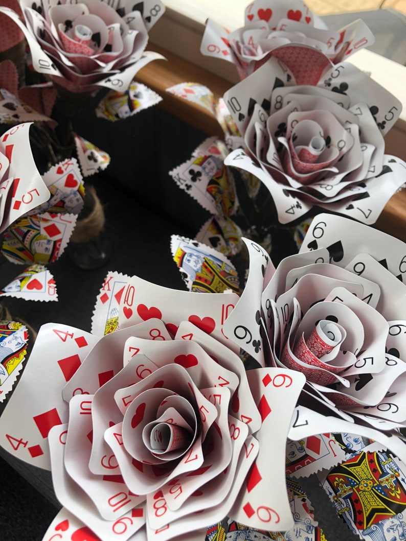 10 Playing Card Rose Bouquet: Alice in Wonderland Casino Decor, Poker ...