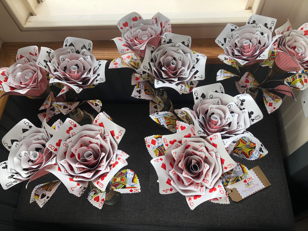 Playing Card Roses X10 Big Bouquet, Alice in Wonderland Themed Roses ...
