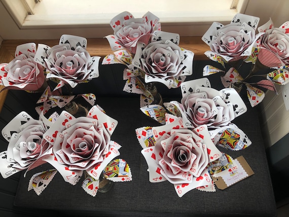 Playing Card Roses X10 Big Bouquet Alice in Wonderland Themed - Etsy