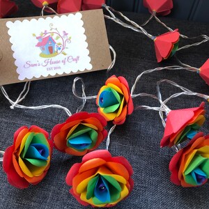 Set of 20 Origami Rose Fairy Lights: Rainbow Paper Flower Home Decor - Etsy