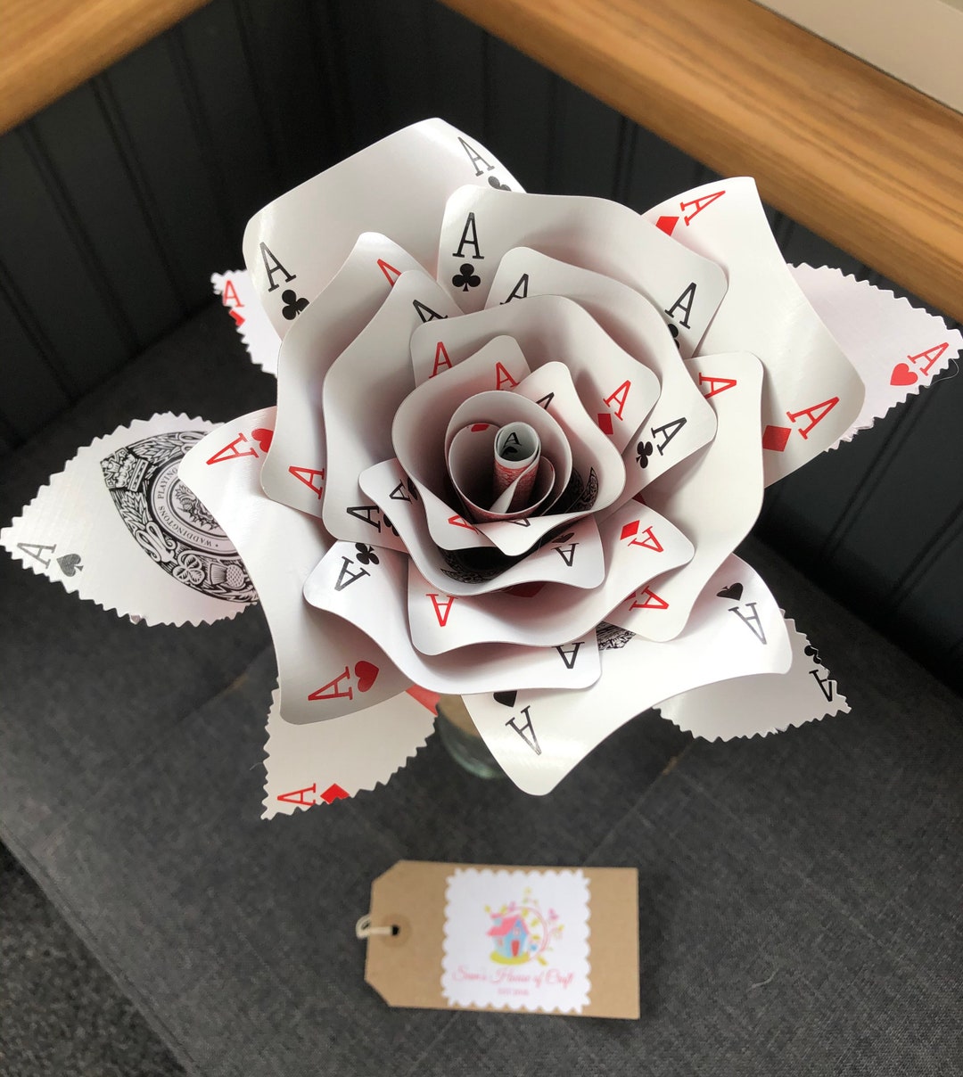 The Aces Playing Card Rose + Bottle Vase, Alice in Wonderland Themed ...