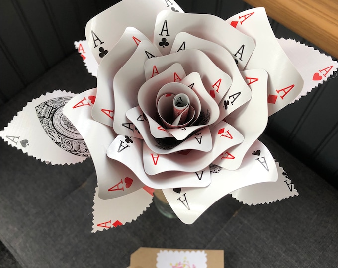 The Aces Playing Card Rose + Bottle Vase, Alice in Wonderland Themed ...