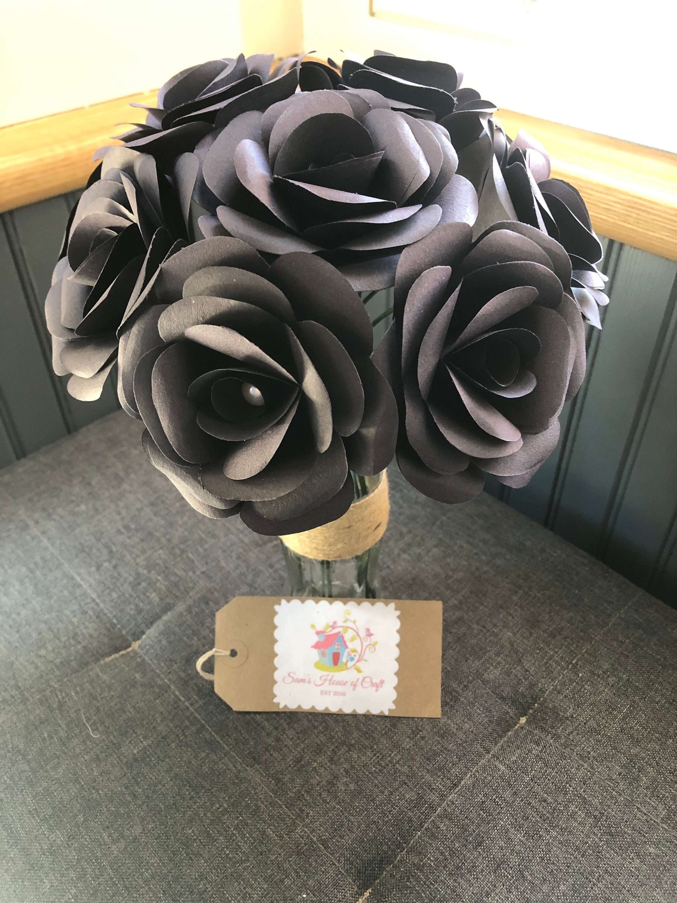 Paper Roses Black Themed X10 Bottle Vase Made From Black | Etsy