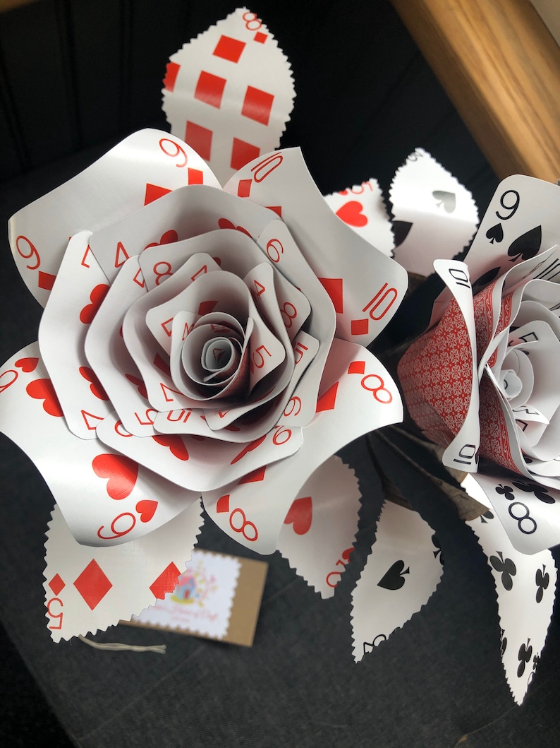 Handcrafted Playing Card Roses With Bottle Vase: Alice in Wonderland ...