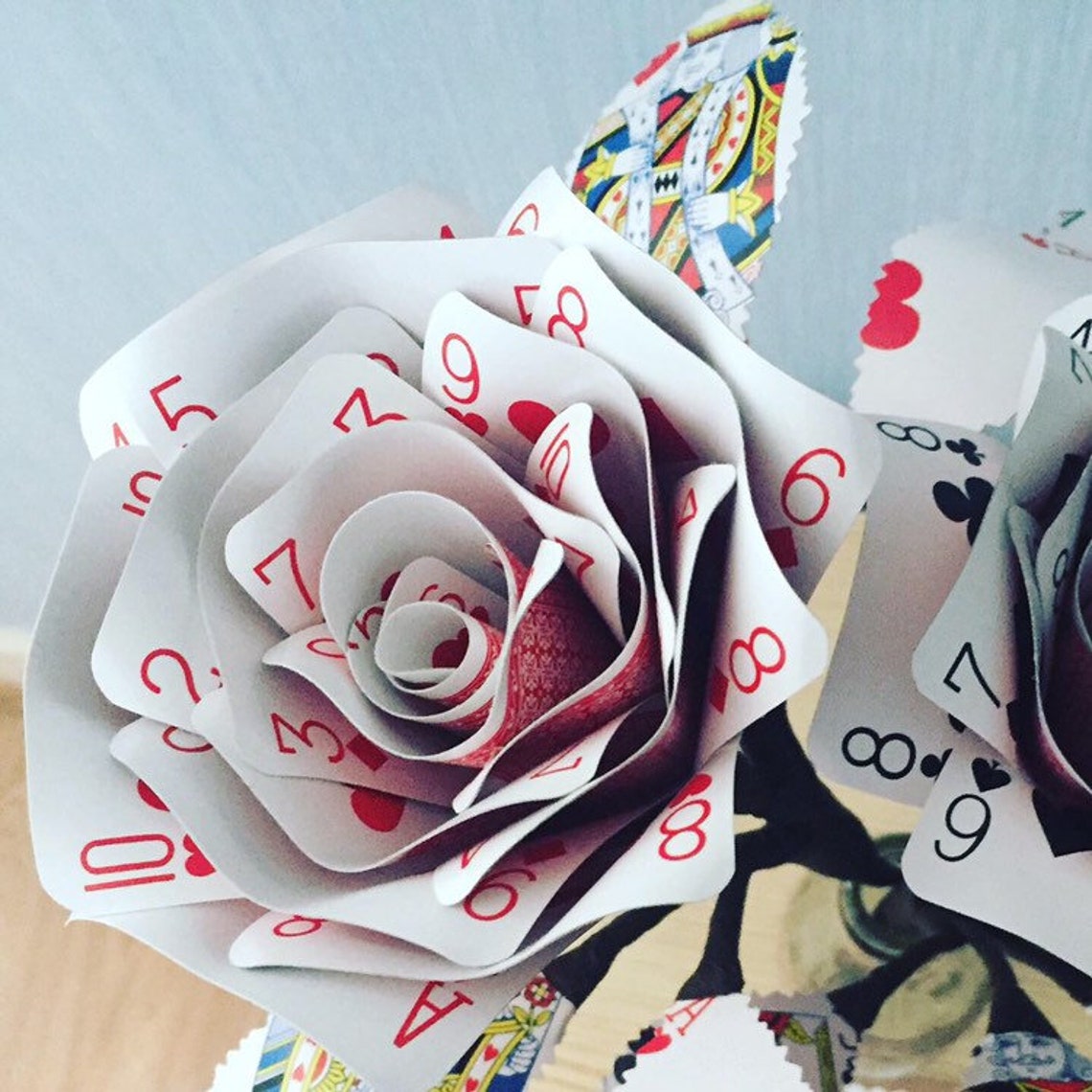 Playing Card Roses With Bottle Vase: Alice in Wonderland Decor, Poker ...