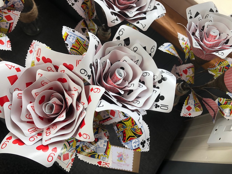 Playing Card Roses X10 Big Bouquet Alice in Wonderland Themed - Etsy