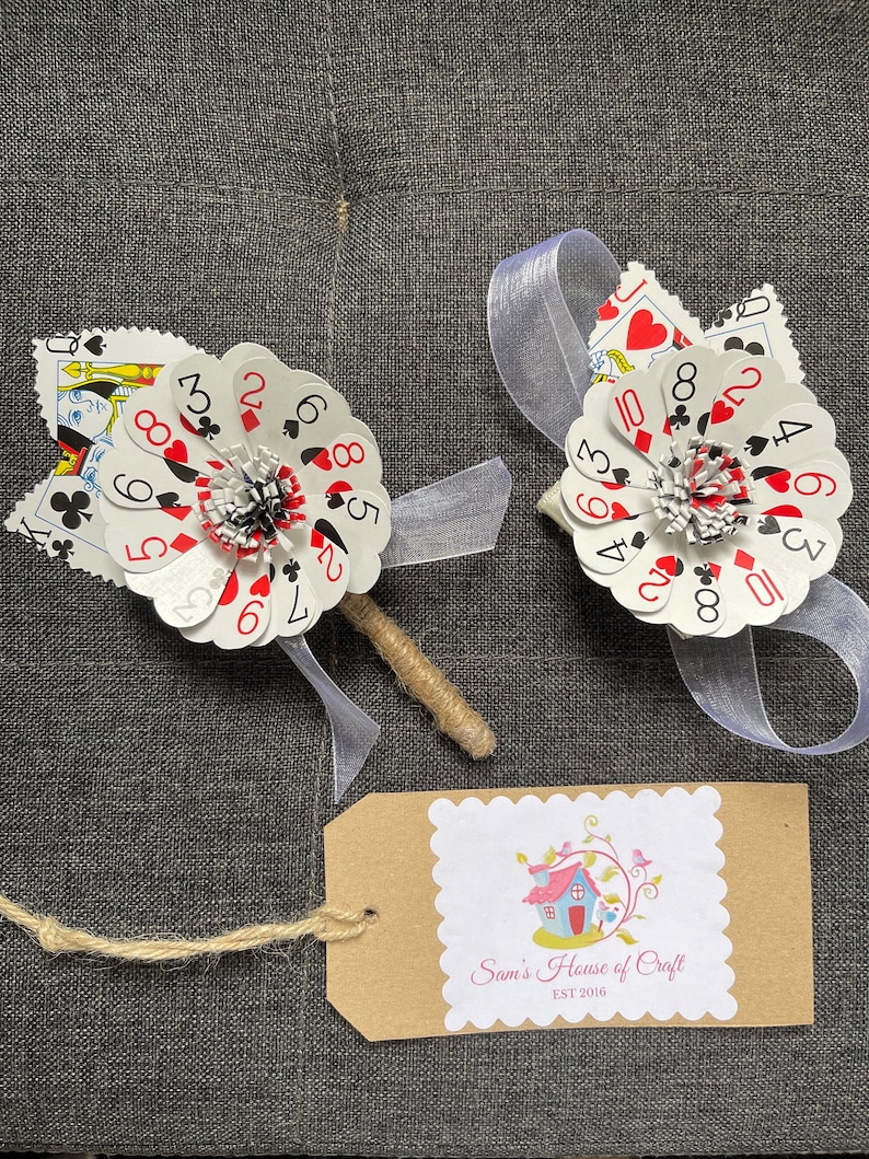 Playing Card Flower Corsage & Boutonniere: Rustic Wedding Accessories ...