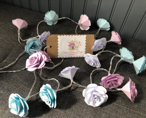 Set of 20 Origami Rose Fairy Lights White Blue and Lilac - Etsy