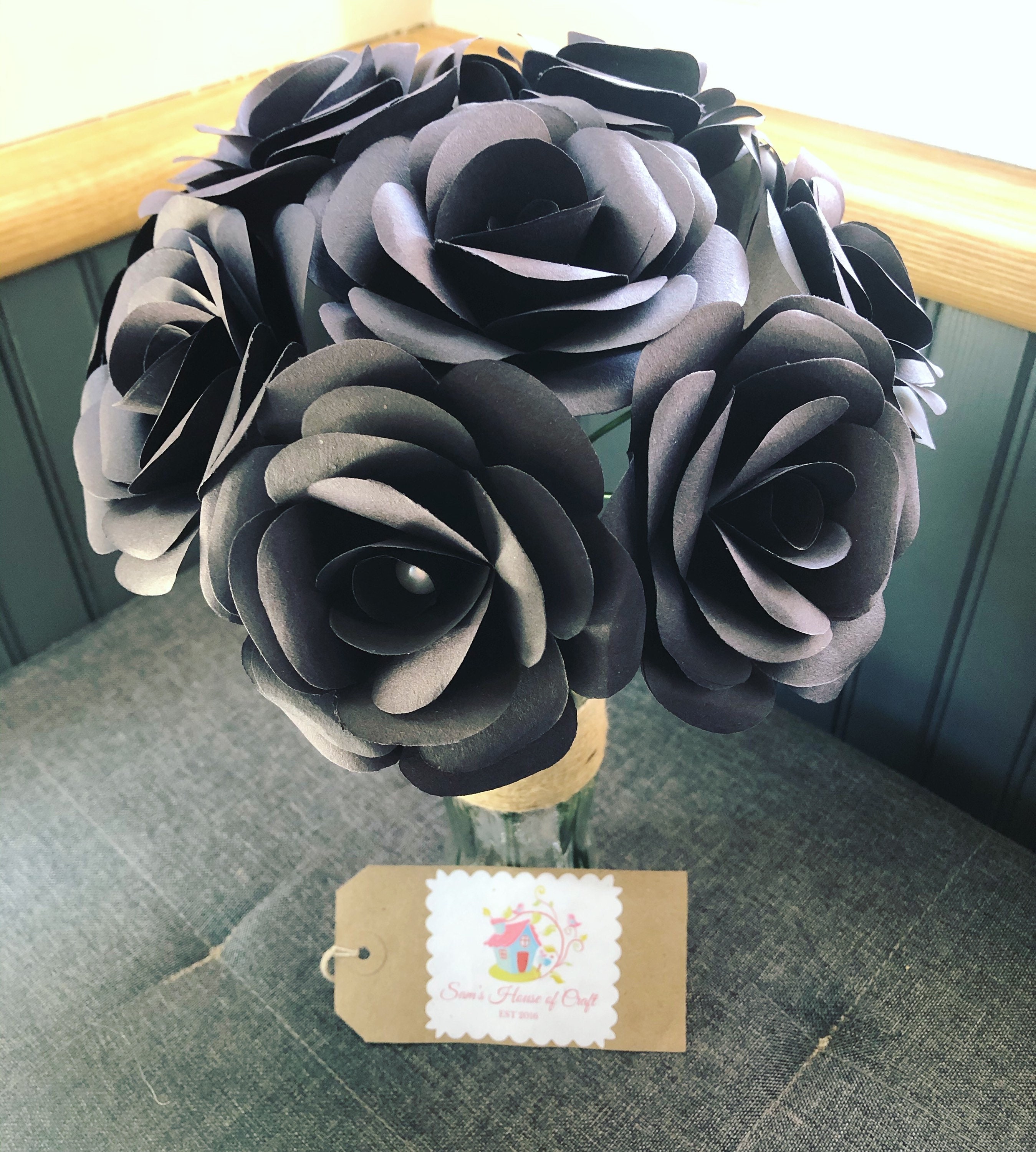 Paper Roses Black Themed X10 Bottle Vase Made From Black | Etsy