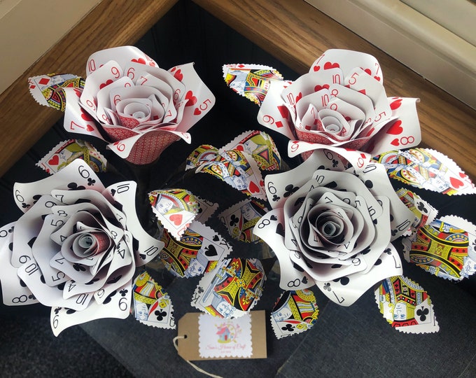 Playing Card Roses X4 Alice in Wonderland Themed Roses, Poker Night ...