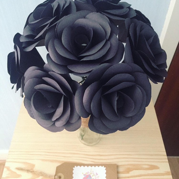 Paper Roses Black Themed X10 Bottle Vase Made From Black | Etsy