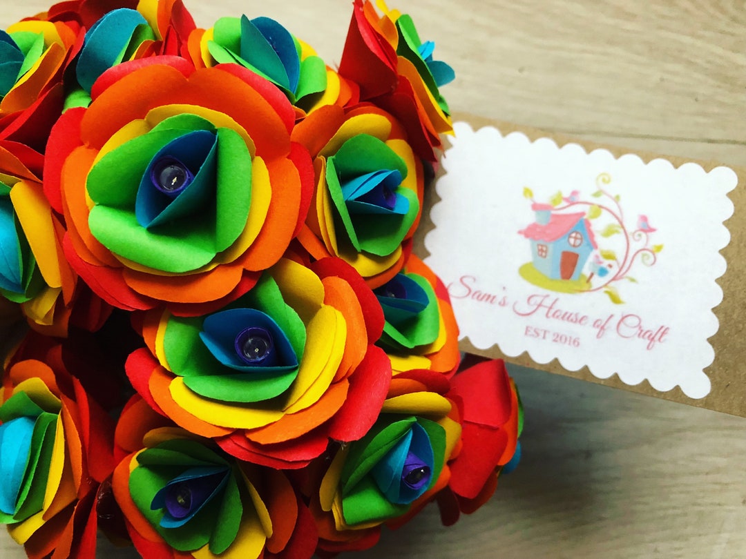 Set of 20 Origami Rose Fairy Lights: Rainbow Paper Flower Home Decor - Etsy