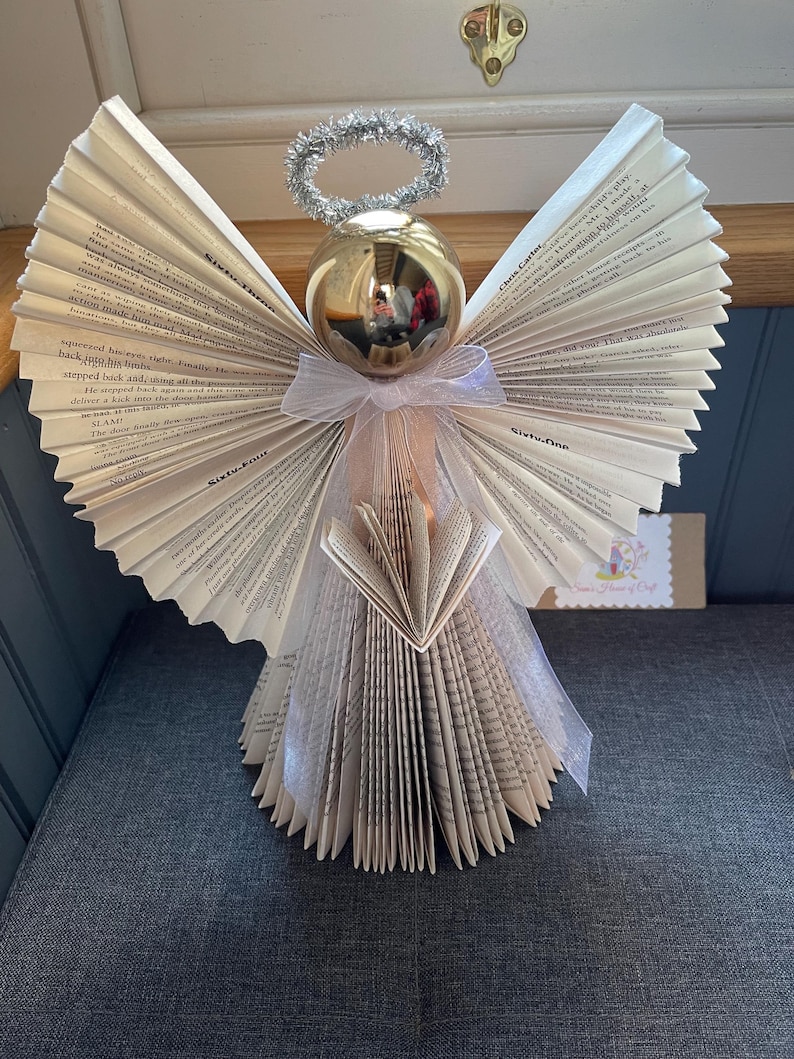 Book Angel: Handmade Vintage Book Fold Christmas Decoration - Etsy