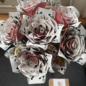 Playing Card Rose Wedding Bouquet, Handheld Bouquet Playing Card Themed ...