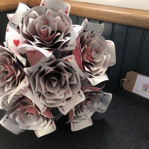 Playing Card Rose Wedding Bouquet, Handheld Bouquet Playing Card Themed ...