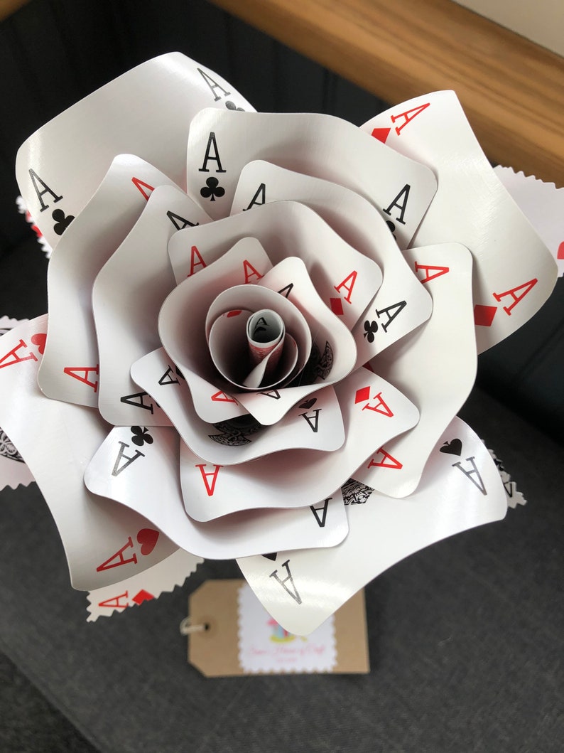 Ace Playing Card Rose: With Bottle Vase Alice in Wonderland Poker Decor ...