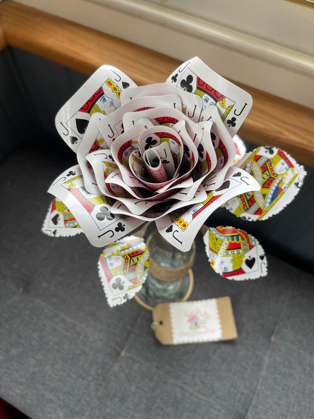 Playing Card Rose Includes Vase: Alice in Wonderland Poker Decor - Etsy