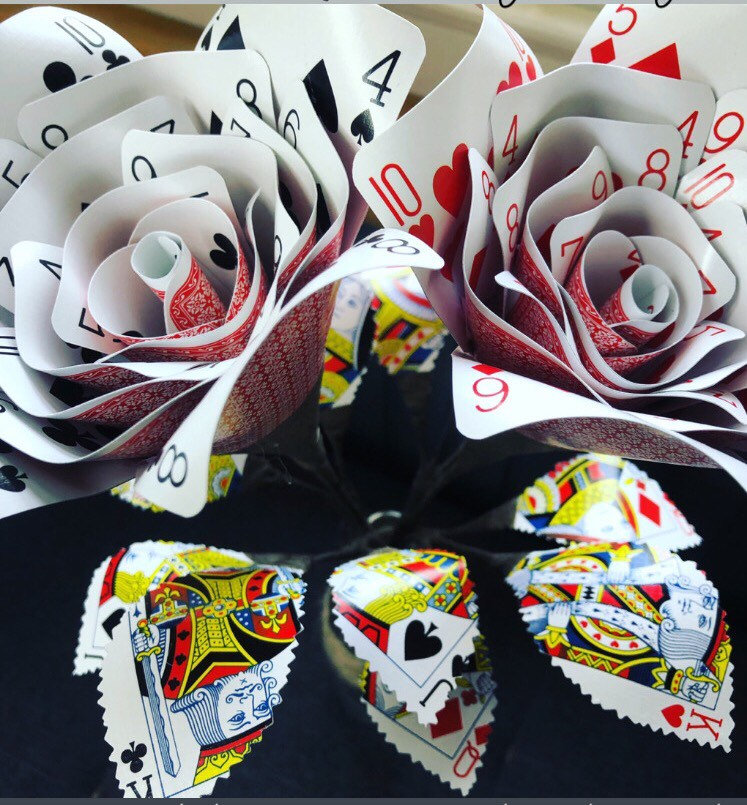 Playing Card Roses X2 Bottle Vase Alice in Wonderland | Etsy UK