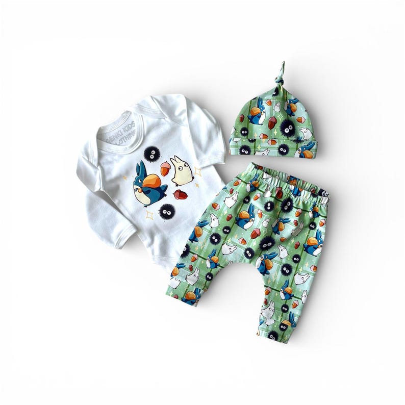 Totoro Minis Baby Gift Set: Soot Sprites Leggings, Bodysuit & Knotted ...