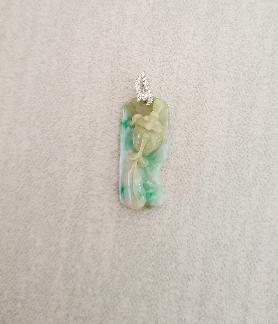 Green Jadeite Jade Goldfish Pendant Necklace, Grade A Type A Burma Jade ...