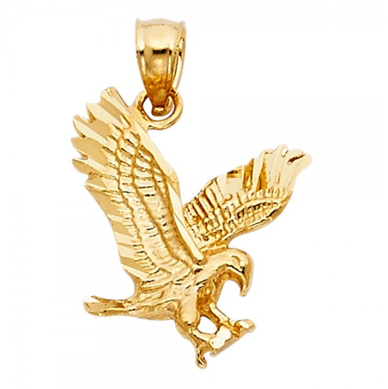 14k Yellow Gold Small American Eagle Pendant Pride Charm - Etsy
