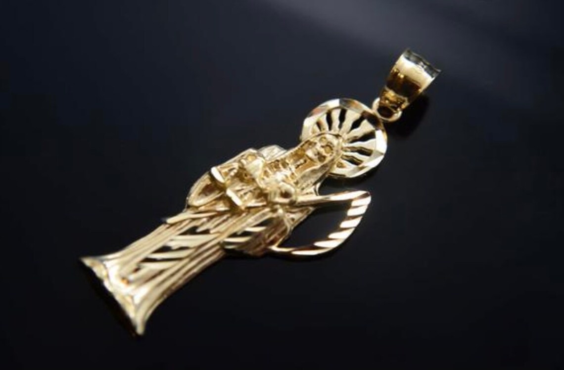 14k Gold Grim Reaper Pendant Holy Death Charm Santa Muerte | Etsy