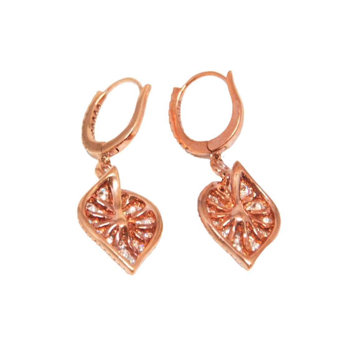 Rose Gold Diamond Earrings - Etsy