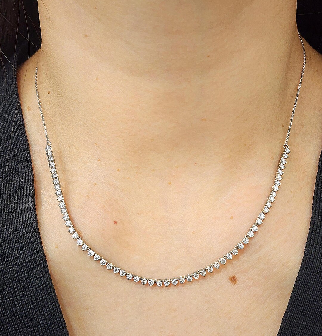 1.69 Ct Halfway Diamond Tennis Necklace - Etsy